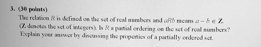 Solved The Relation R Is Defined On The Set Of Real Numbers And Arb 6389