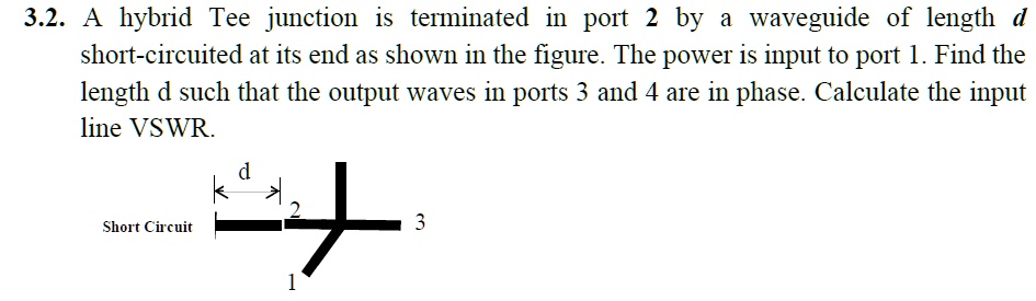 3.2. A hybrid Tee junction is terminated in port 2 by a waveguide of ...