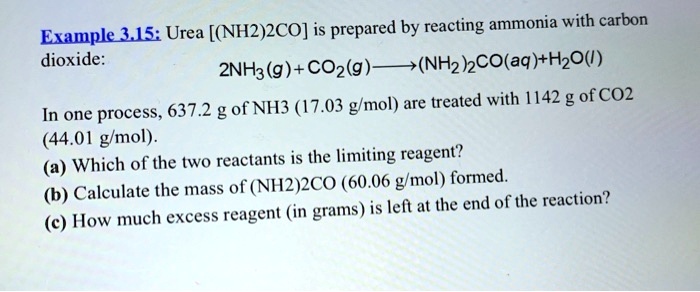 example ls urea nh22co is prepared by reacting ammonia with carbon ...