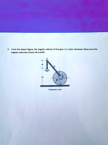 From the shown figure, the angular velocity of the gear is 2 rad/s. Clockwise angular velocities ...