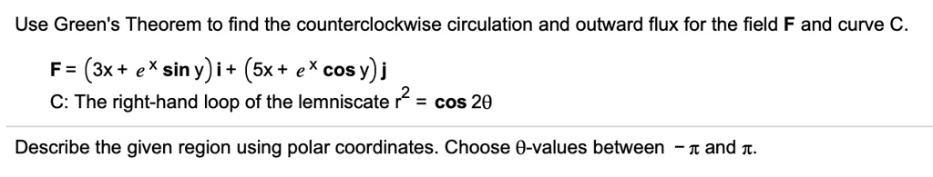 use greens theorem to find the counterclockwise circulation and outward ...