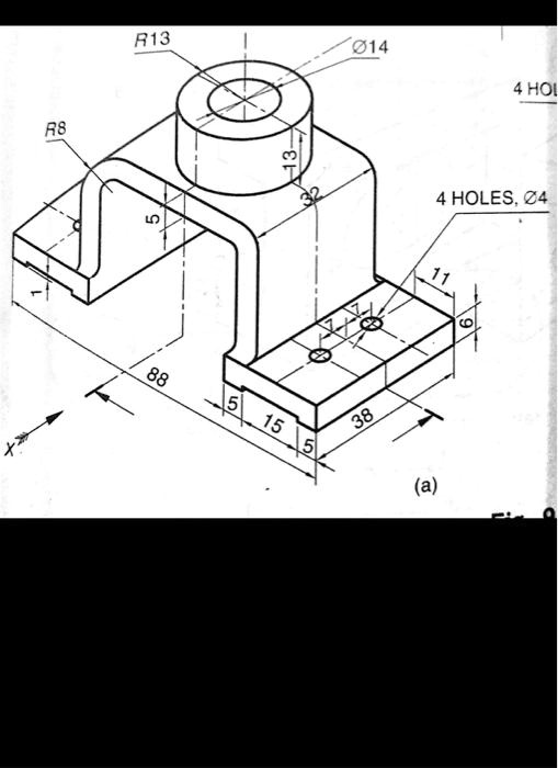 SOLVED: Draw multiple views in third angle projection in AutoCAD with a right-hand side view ...