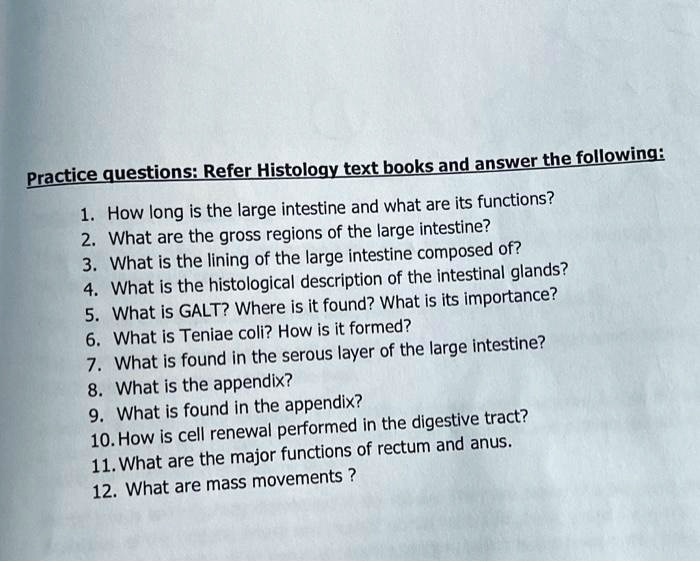 Practice questions: Refer to histology textbooks and answer the ...