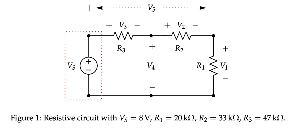 SOLVED: For the circuit shown in Figure 1, determine voltages V1, V2, V3, V4, and V5. V5 V3 V2 ...