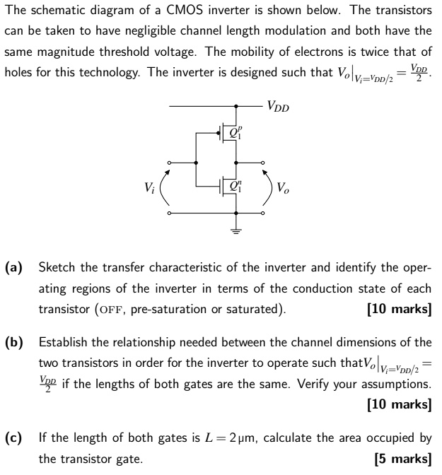 SOLVED: The schematic diagram of a CMOS inverter is shown below. The ...