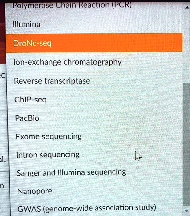 SOLVED: Polymerase Chain Reaction (PCR) Illumina Drop-seq Ion-exchange ...