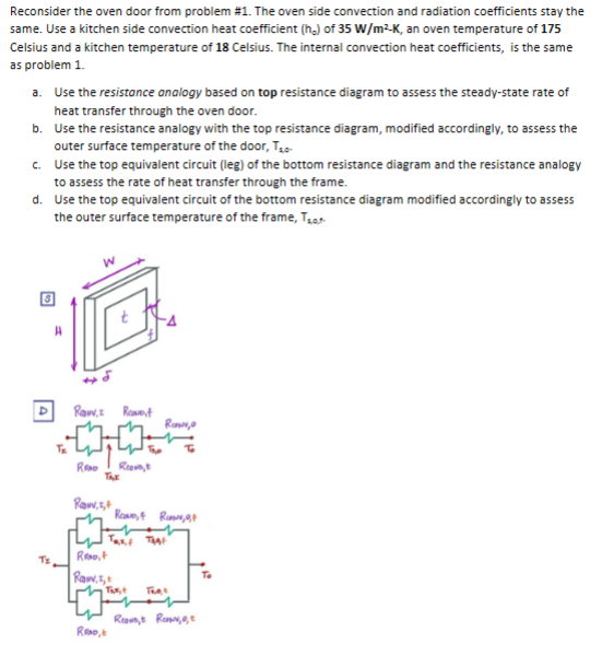 SOLVED: Reconsider the oven door from problem #1. The oven side convection and radiation ...