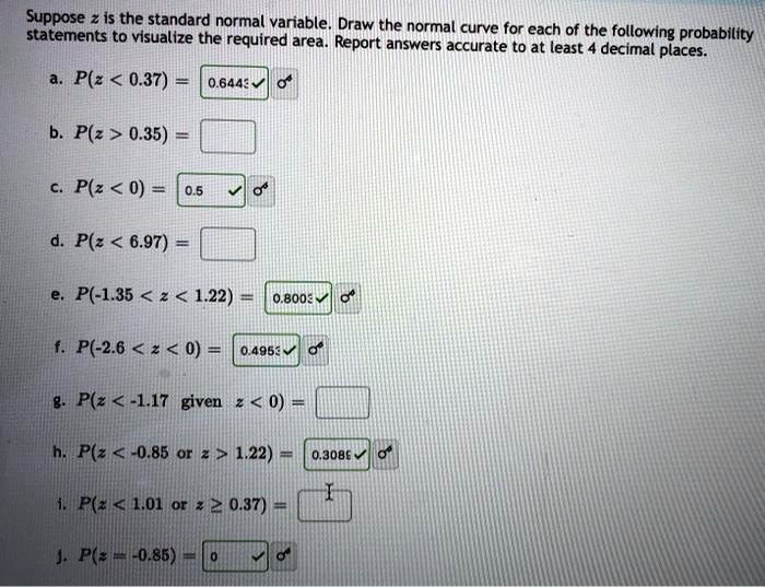SOLVED: Suppose z is the standard normal variable. Draw the normal ...