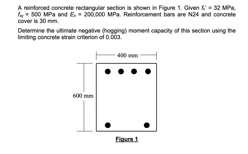 [GET ANSWER] A reinforced concrete rectangular section is shown in ...