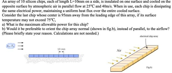 SOLVED: An array 0f [0 silicon chips; each of length L-IUmm on Side IS insulated on one surlace ...