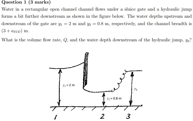 Question 1 (3 marks) Water in a rectangular open channel channel flows ...