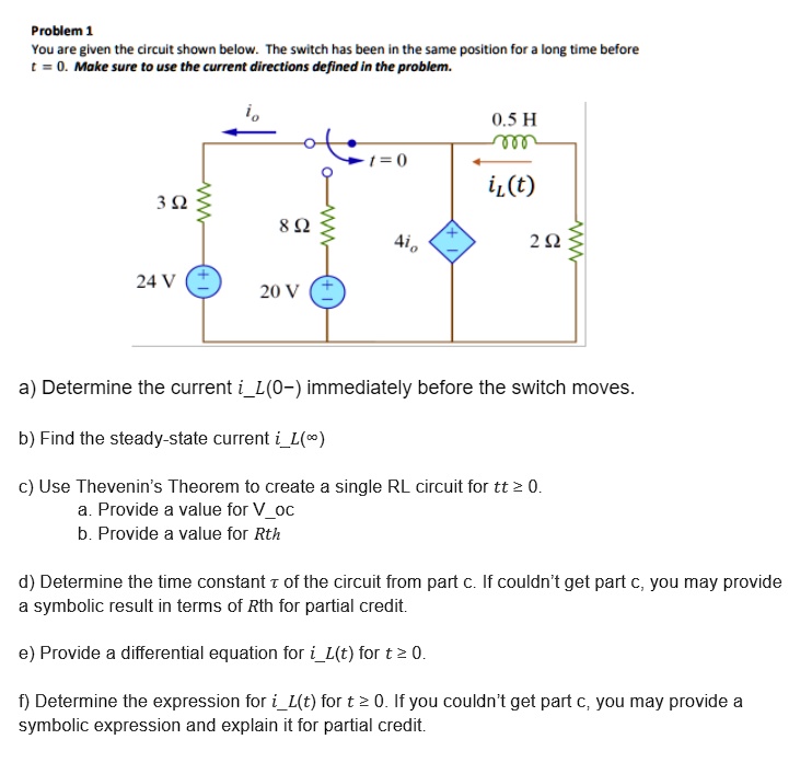 SOLVED: Texts: Show all work Problem 1: You are given the circuit shown below. The switch has ...