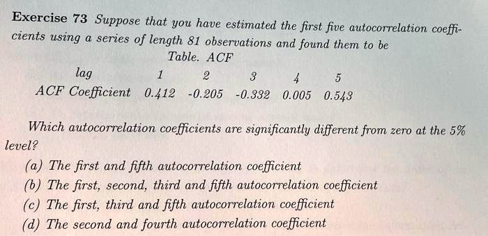 exercise 73 suppose that you have estimated the first five ...