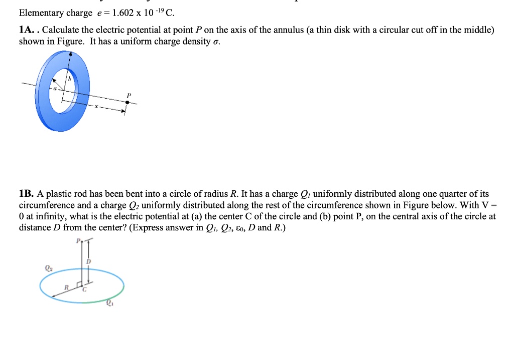 SOLVED:Elementary charge e = 1.602 x 10 -19C. IA: Calculate the ...
