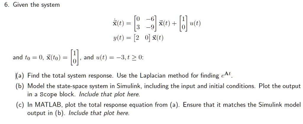 SOLVED: Given the system (a) Find the total system response. Use the Laplacian method for ...