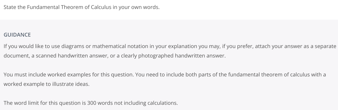 SOLVED: State the Fundamental Theorem of Calculus in your own words. GUIDANCE If you would like ...