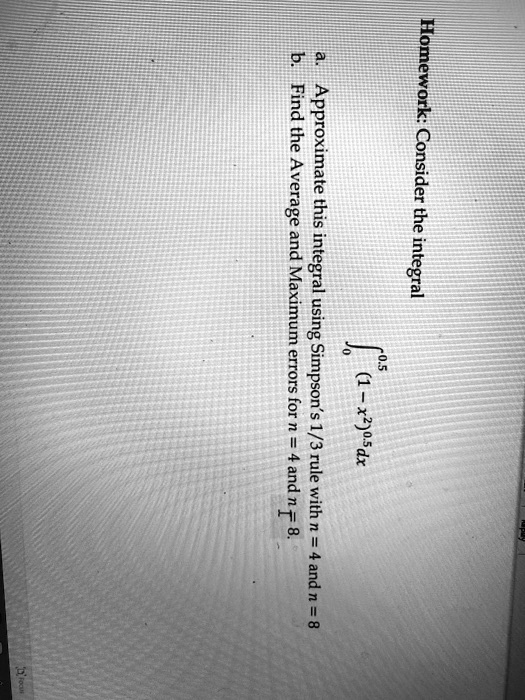 SOLVED:Homework: Find the Approximate Consider Average this the and ...