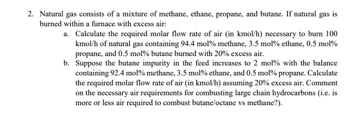SOLVED: Natural gas consists of a mixture of methane, ethane, propane ...