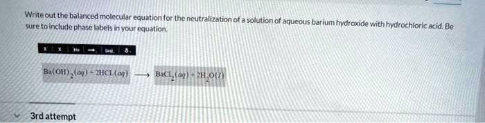 SOLVED: Write out the balanced molecular equation for the ...