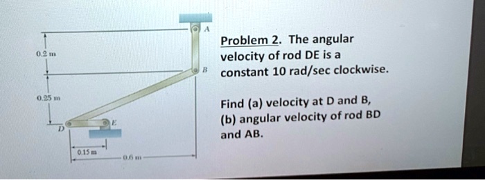 Solved Problem 2 The Angular Velocity Of Rod De Is A Constant 10 Rad Sec Clockwise Find A