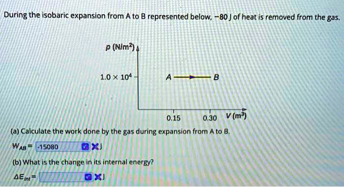 SOLVED: During the isobaric expansion from A to B represented below; 80 ...