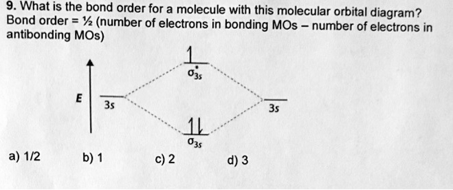 9 what is the bond order for a molecule with this molecular orbital ...