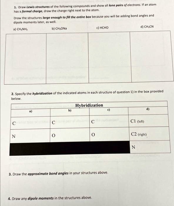 1. Draw Lewis structures of the following compounds and show all lone ...