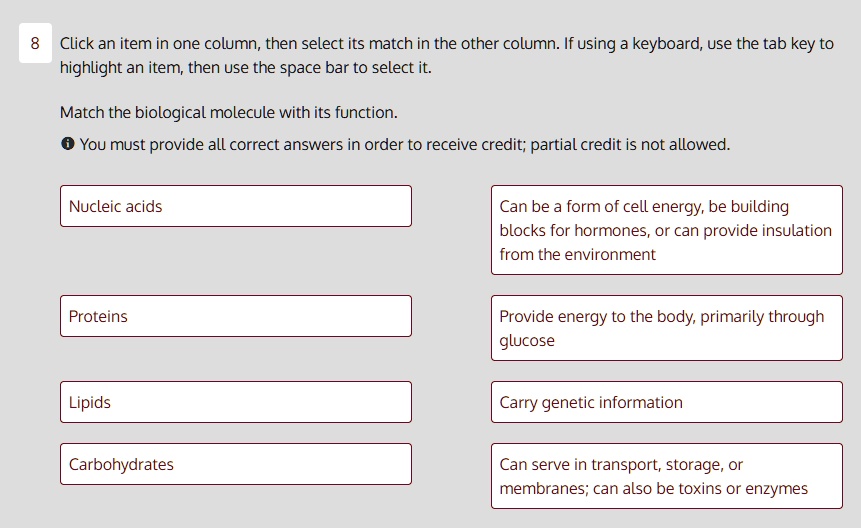 SOLVED: Click an item in one column, then select its match in the other ...