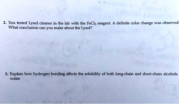 2. You tested Lysol cleaner in the lab with the FeCl3 reagent. A ...