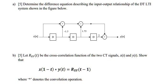 a) [5] Determine the difference equation describing the input-output relationship of the DT LTI ...