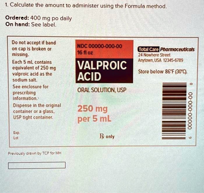 SOLVED: Texts: 1. Calculate the amount to administer using the Formula ...