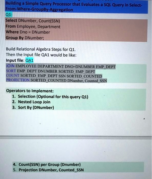 Solved Building A Simple Query Processor That Evaluates A Sql Query In Select From Where