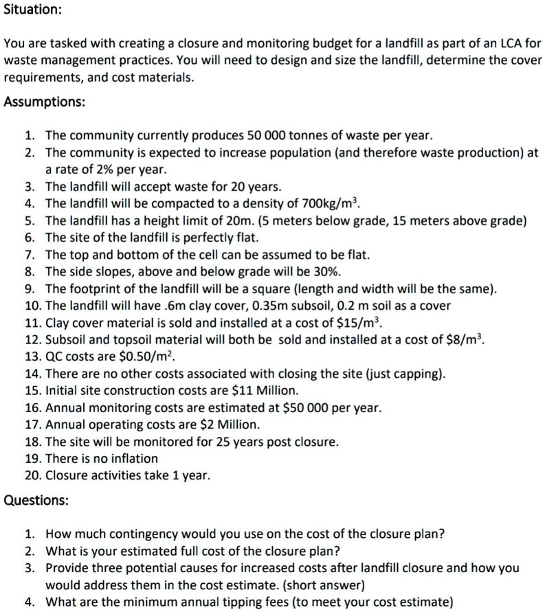 situation you are tasked with creating a closure and monitoring budget ...