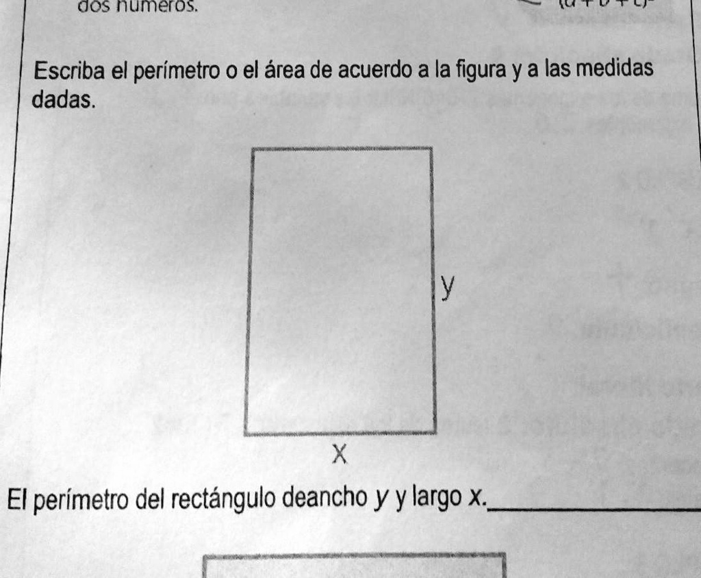 escriba el perimetro o el area de acuerdo a la figura y a las medidas ...