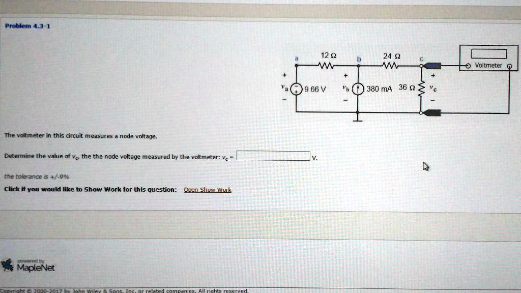 Problem 4.3-1 The voltmeter in this circuit measures a node voltage ...