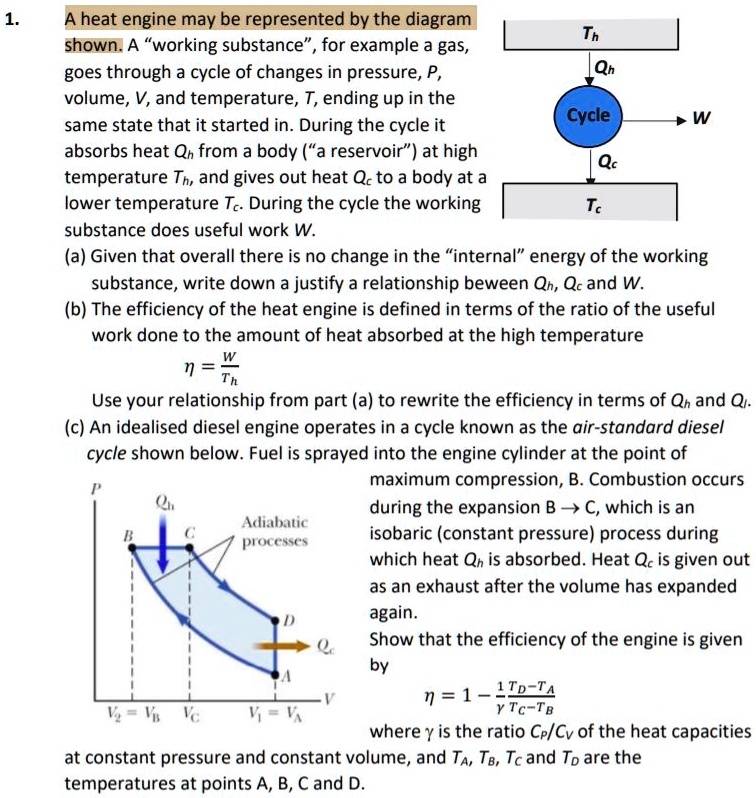 SOLVED: A heat engine may be represented by the diagram Th shown. A ...