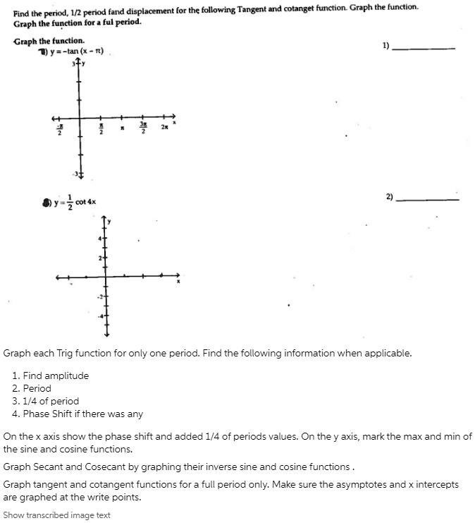 find penod 12 period fand displacement for thc following tangent and ...