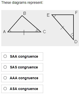 These diagrams represent: SAA congruence SAS congruence AAA congruence ...