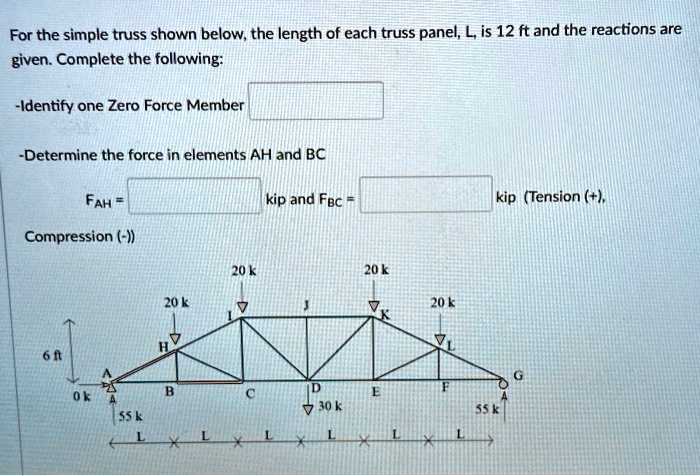 for the simple truss shown below the length of each truss panel l is 12 ...