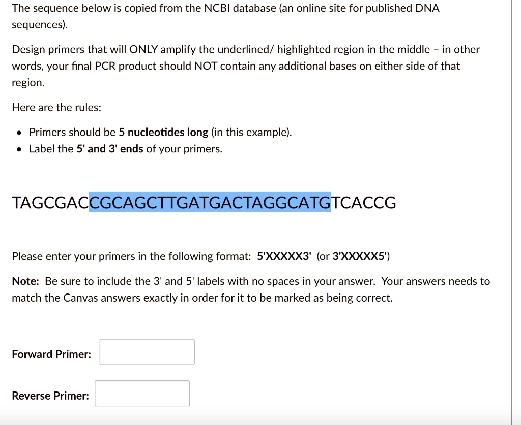 the sequence below is copied from the ncbi database an online site for ...