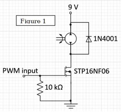 Figure 1 9 V 1N4001 PWM input STP16NF06 10 k?