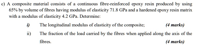 SOLVED: c) A composite material consists of a continuous fibre-reinforced epoxy resin produced ...