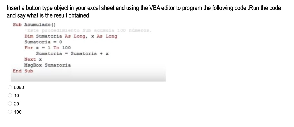 Solved Insert A Button Type Object In Your Excel Sheet And Use The Vba 8929