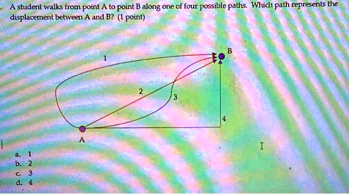 A student walks from point A to point B along one of four possible ...