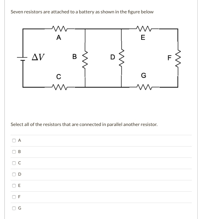 seven resistors are attached to battery as shown in the figure below av ...