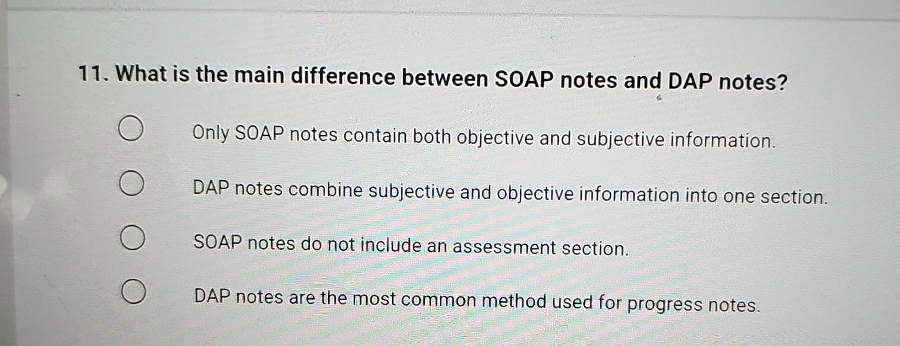what is the main difference between soap notes and dap notes only soap ...