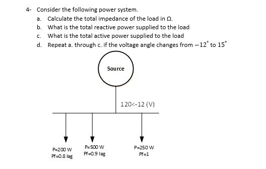 SOLVED: Consider the following power system. Calculate the total impedance of the load. What is ...