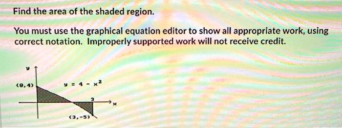 SOLVED:Find the area of the shaded region: You must use the graphical equation editor to show ...