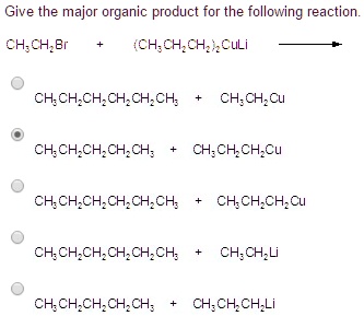 SOLVED: Give the major organic product for the following reaction: CH3CH=CHCH2CH3 + CH3CH=CHCH2Cu