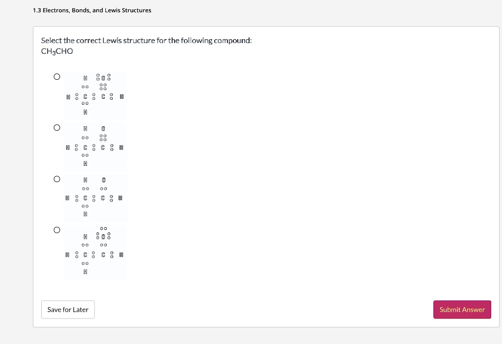 Solved Select The Correct Lewis Structure For The Following Compound